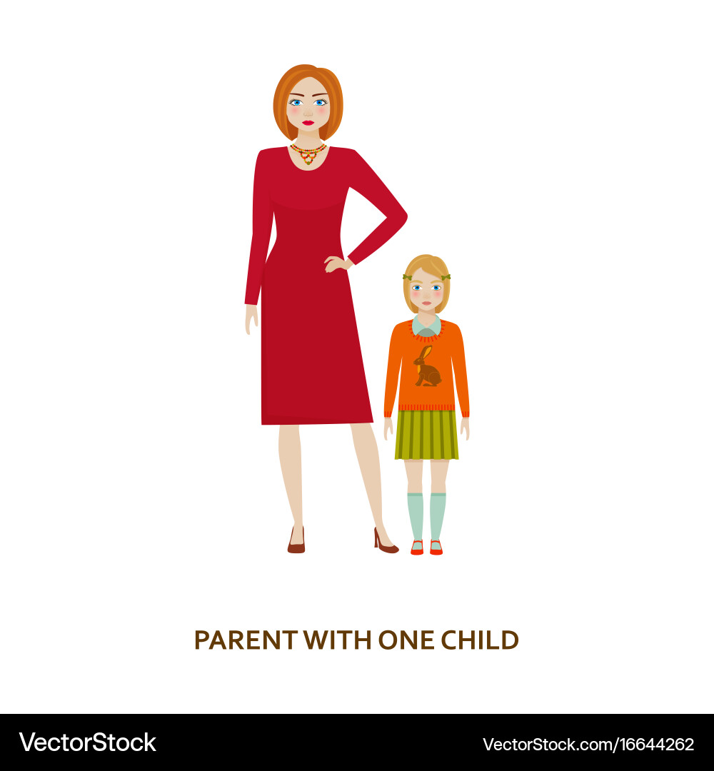 Parent with one child cartoon Royalty Free Vector Image