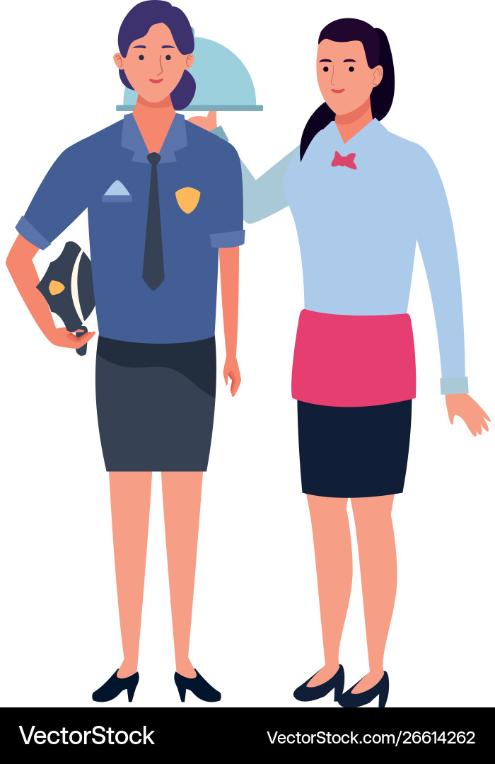 Professionals workers couple smiling cartoons Vector Image