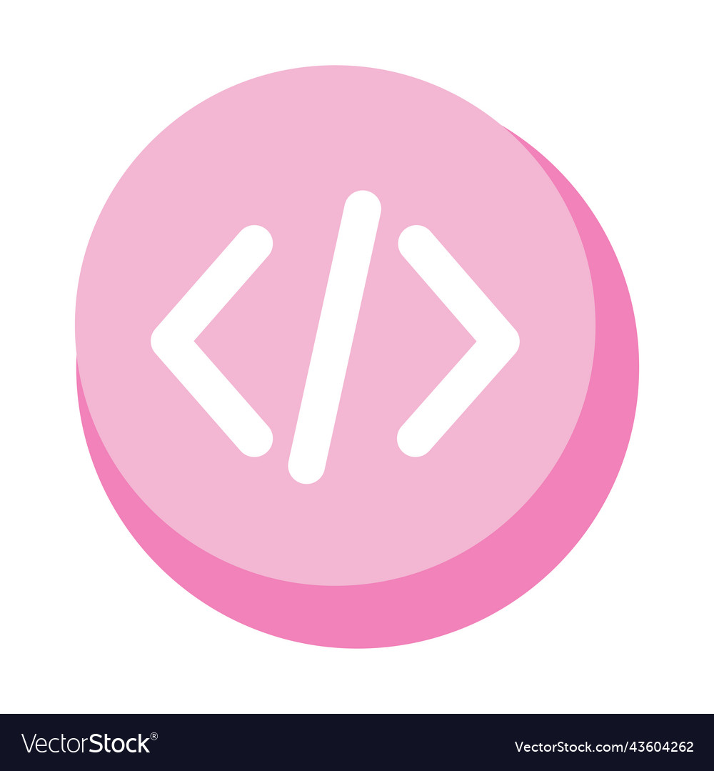 Programing code pink button Royalty Free Vector Image