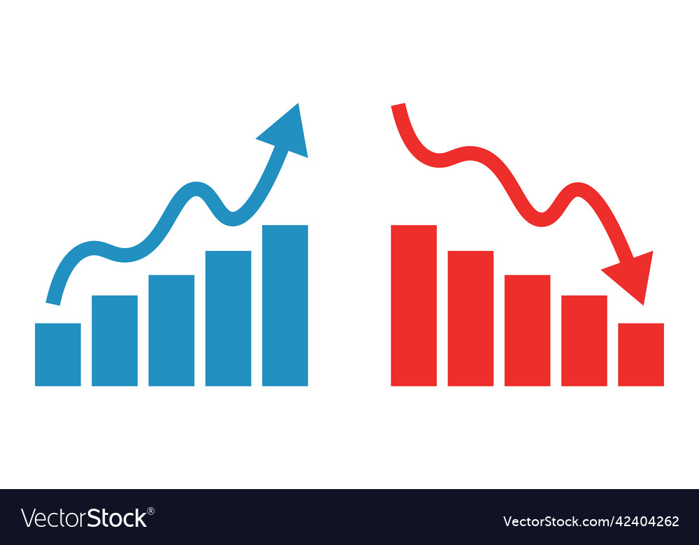 Set of ascending and decreasing graphs Royalty Free Vector