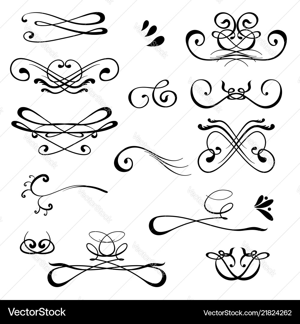 Vintage calligraphic design elements set of Vector Image