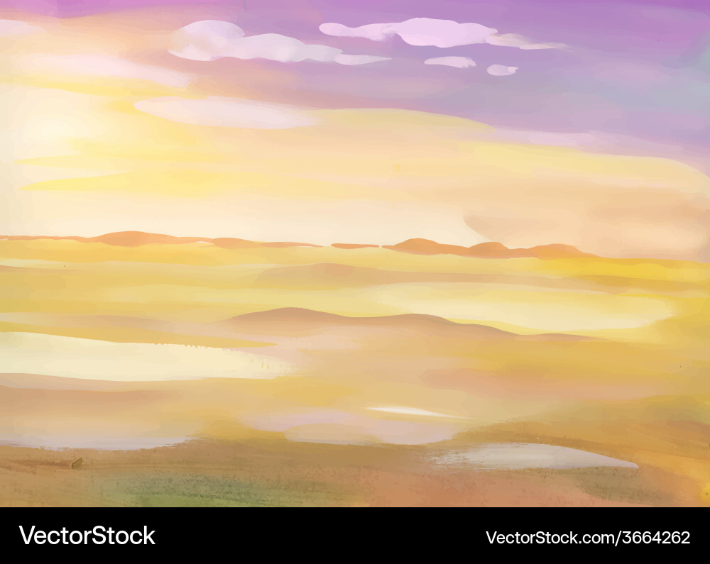 Watercolor desert sand landscape Royalty Free Vector Image