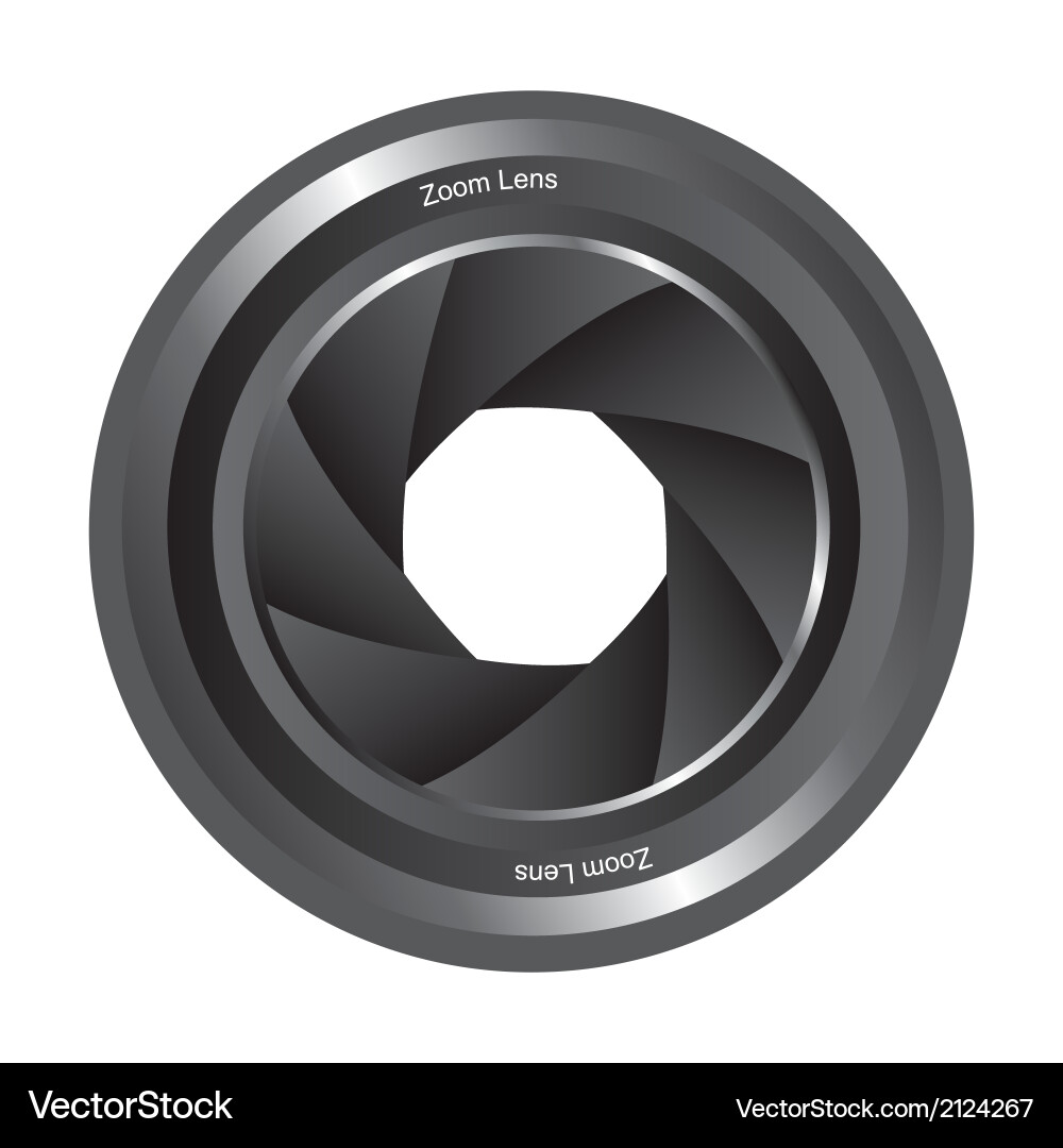 Blackk camera shutter isolated over white Vector Image