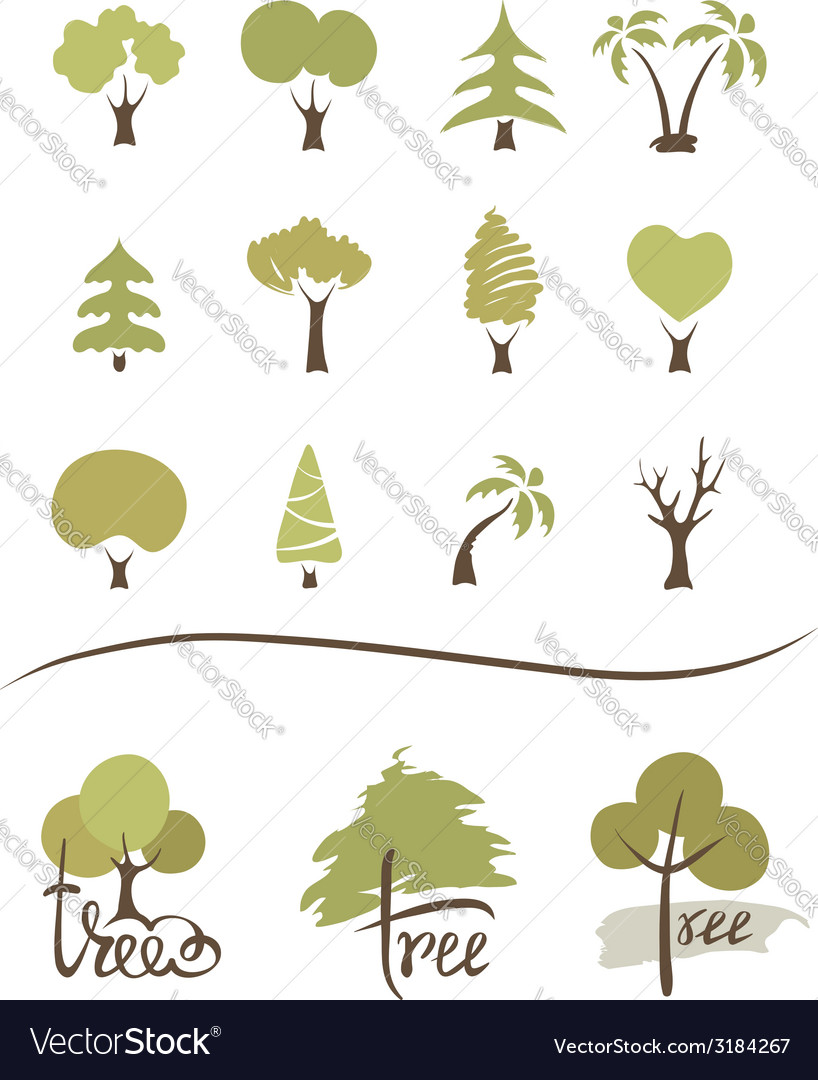 Collection icons - trees Royalty Free Vector Image