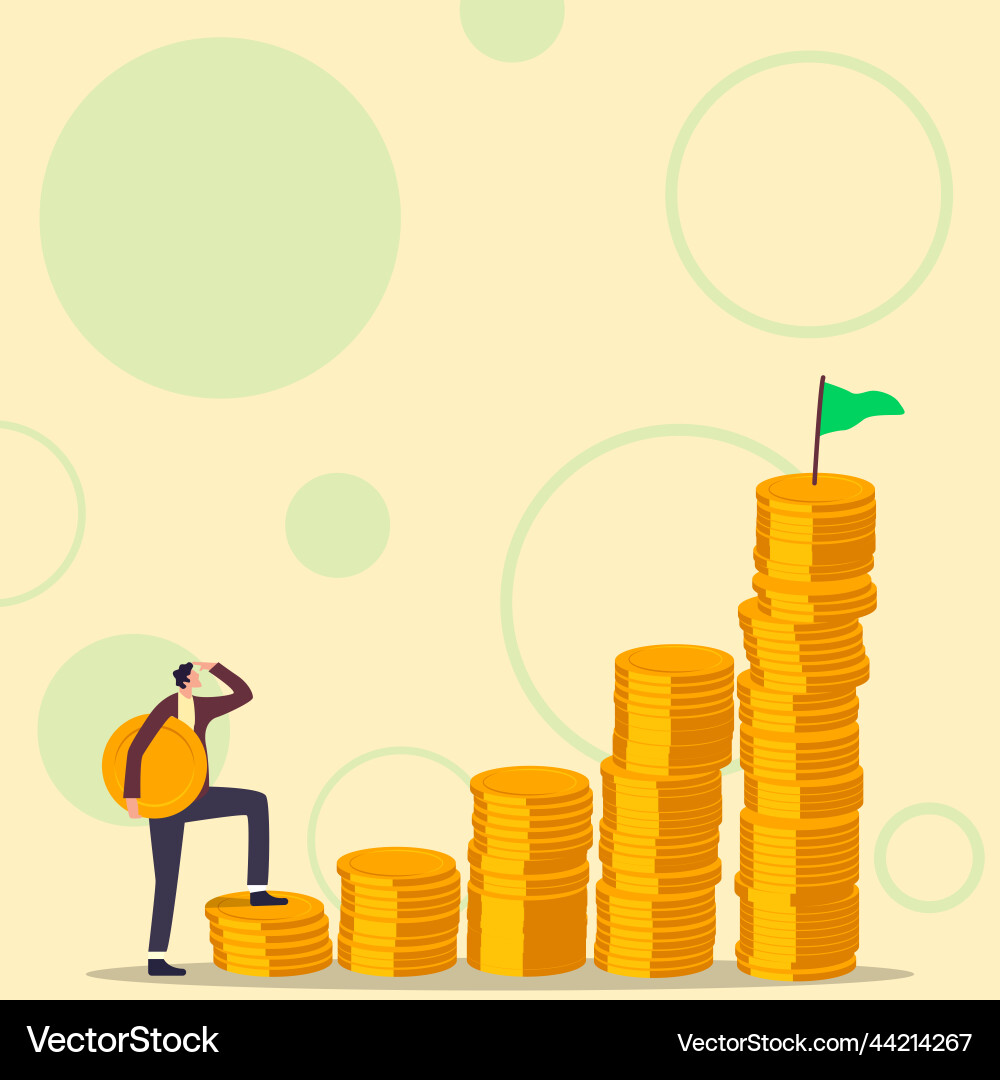 Gentleman drawing running upwards on stair steps Vector Image