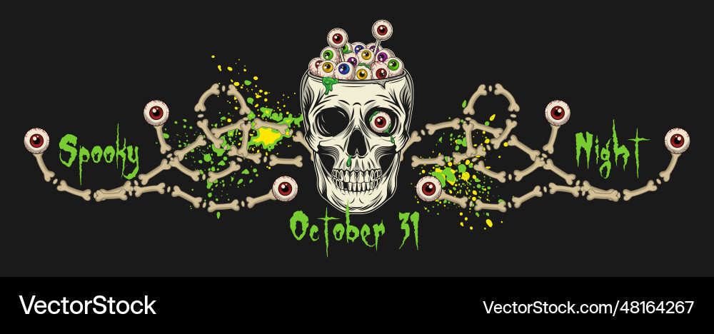 Halloween banner border with bones skull Vector Image