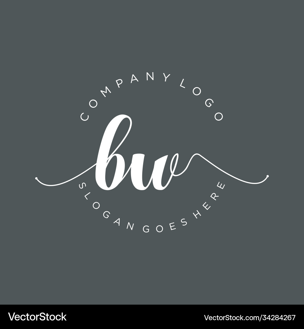 Initial bw handwriting logo with circle template Vector Image
