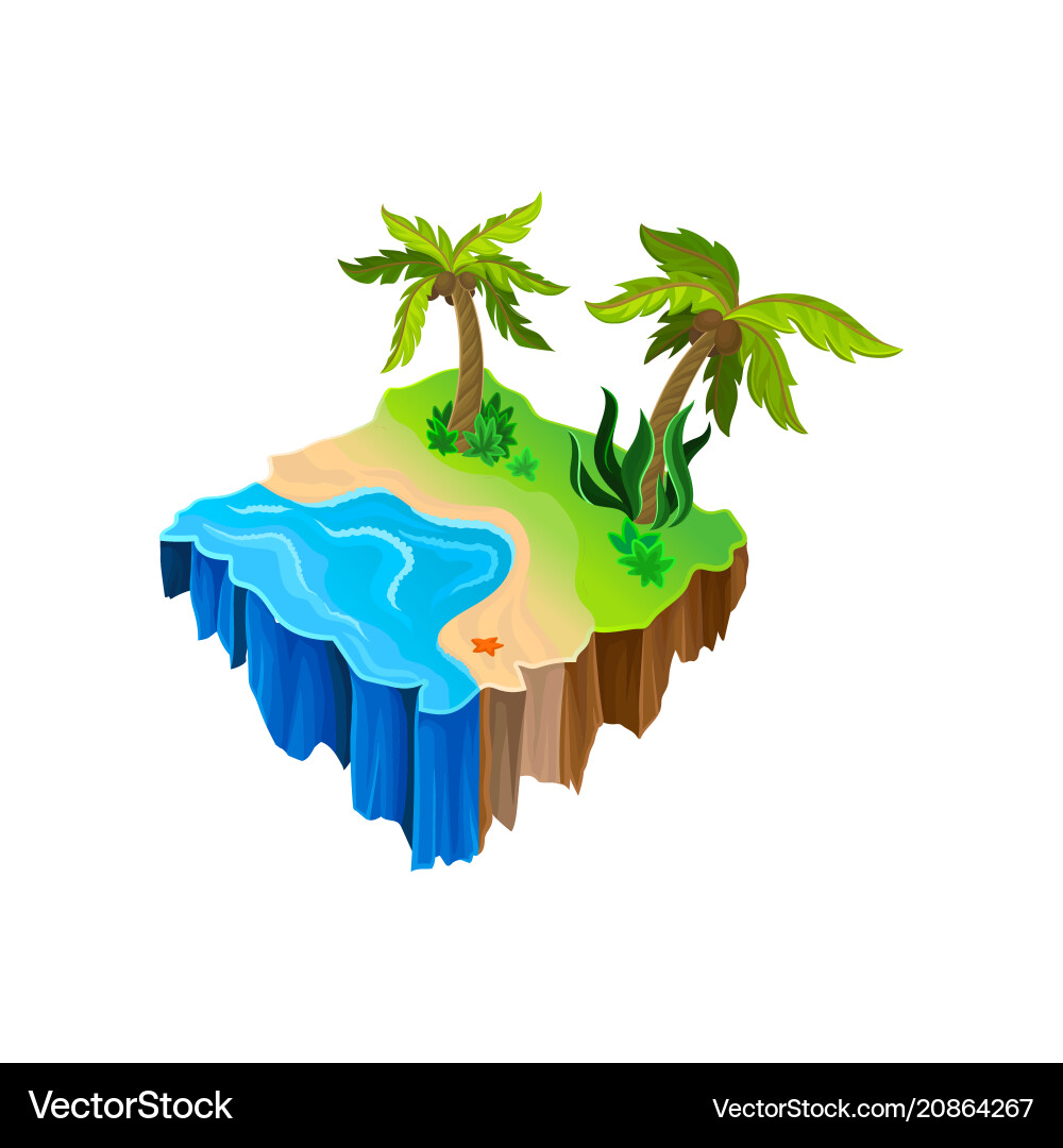 Isometric nature landscape with water sandy shore Vector Image