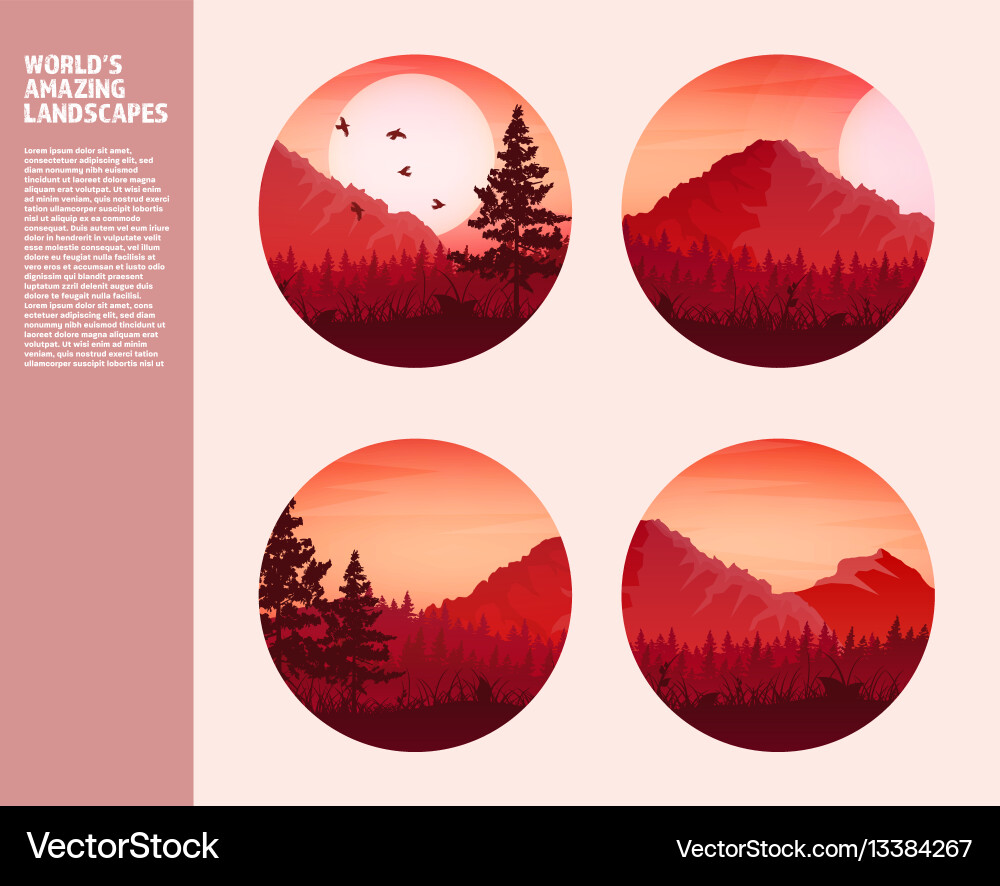 Mountains and forest wild nature landscape Vector Image