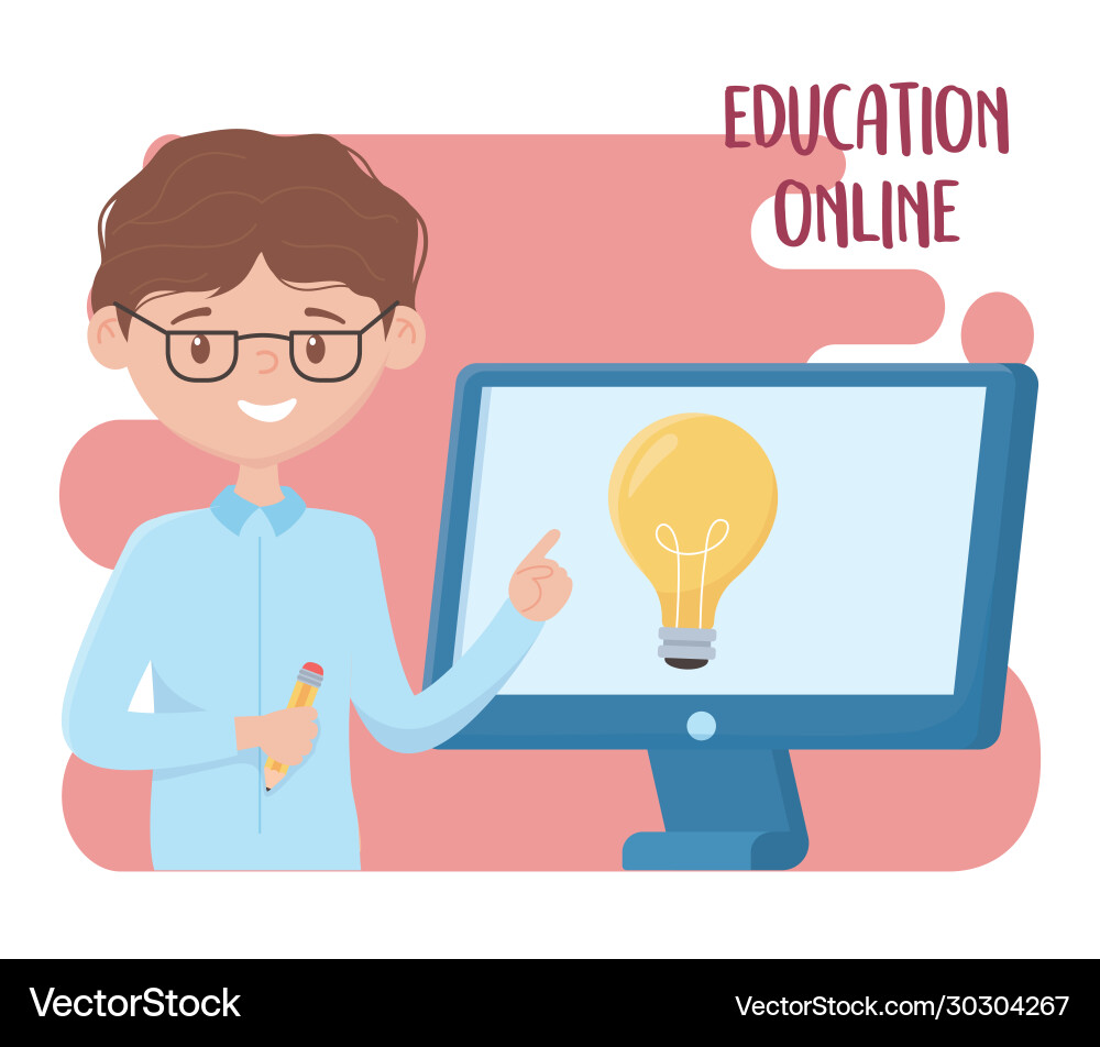 Online education teacher teaching lesson with the Vector Image