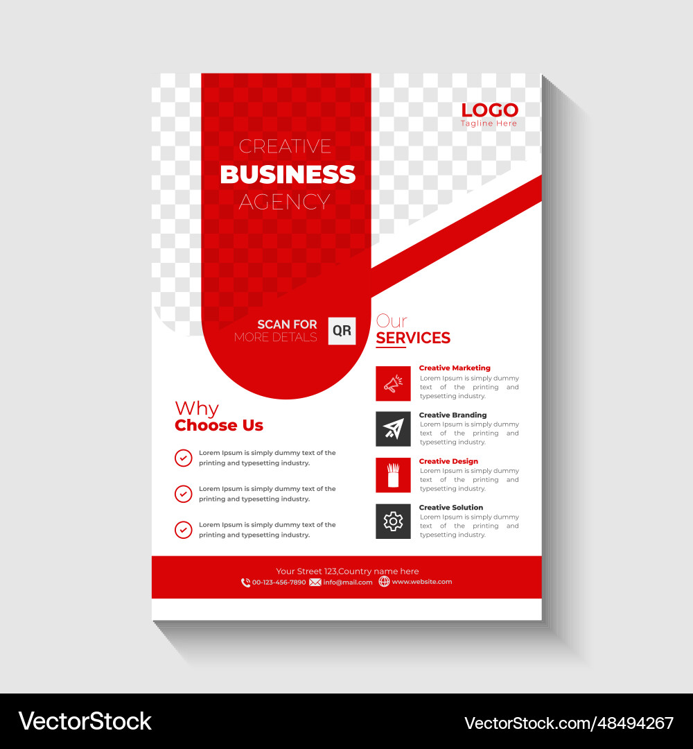 Red color business flyer design Royalty Free Vector Image
