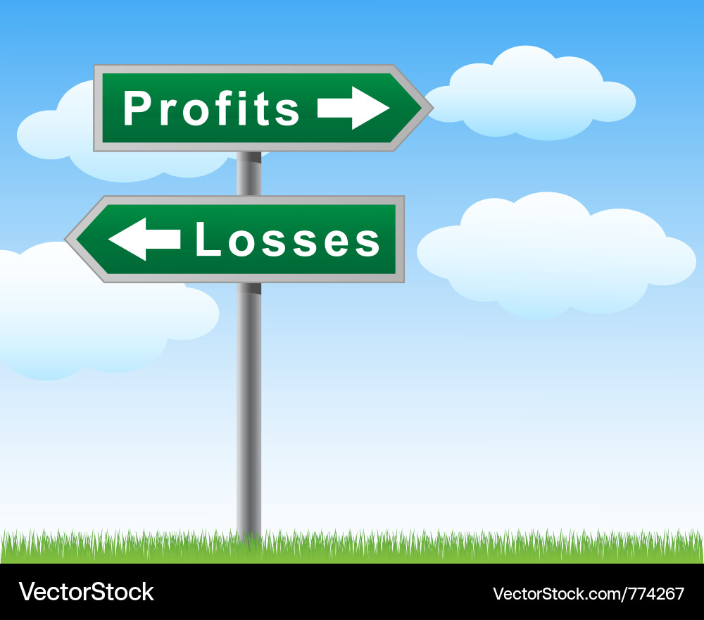 Road sign profits losses Royalty Free Vector Image