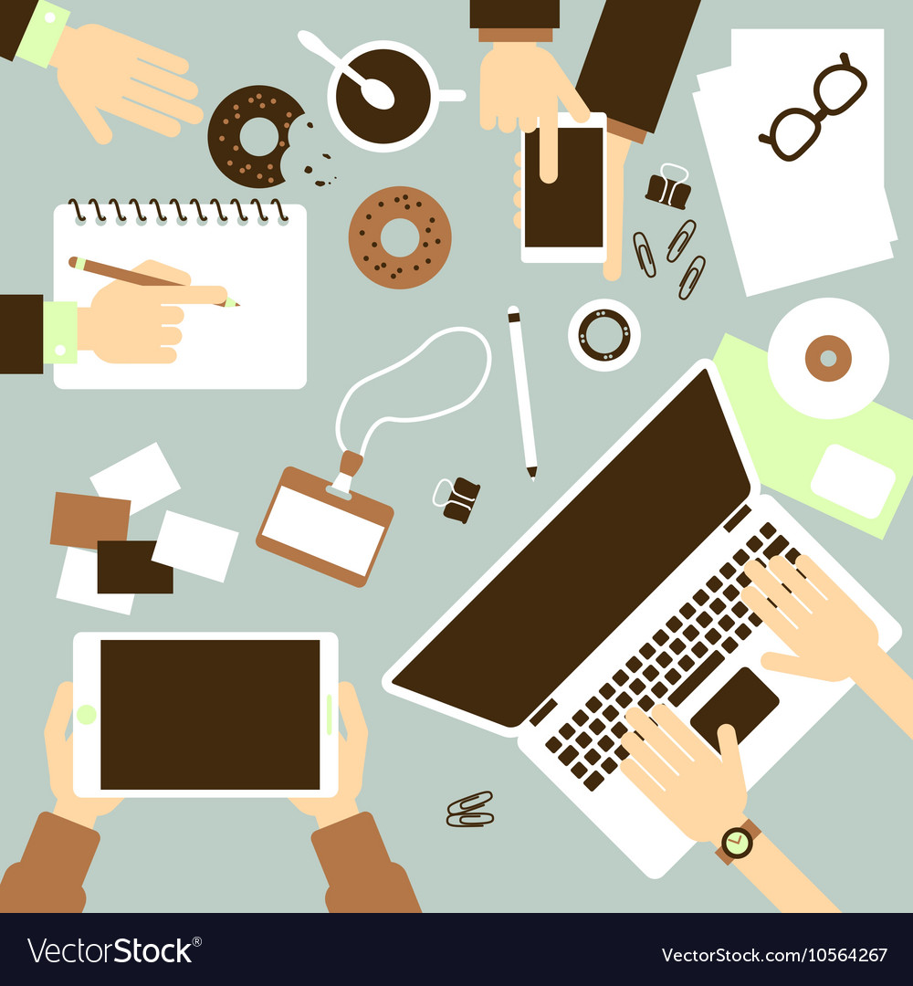 Team work table Royalty Free Vector Image - VectorStock