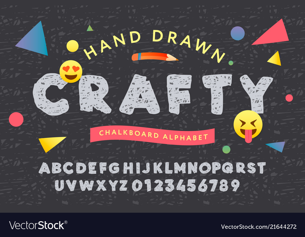 Chalkboard hand drawn alphabet and numbers Vector Image