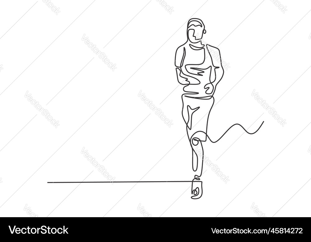 Continuous one line drawing of man running during Vector Image