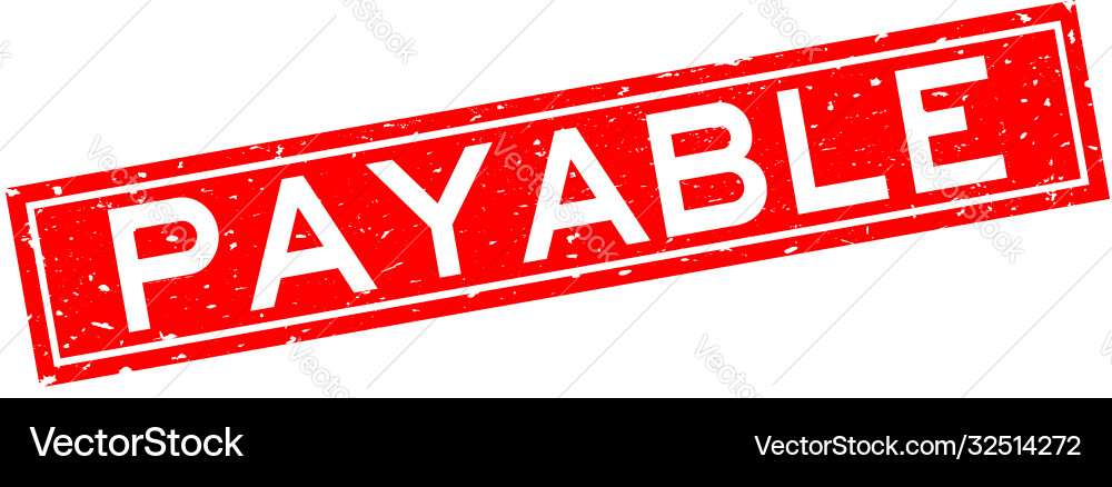 Grunge red payable word square rubber seal stamp Vector Image