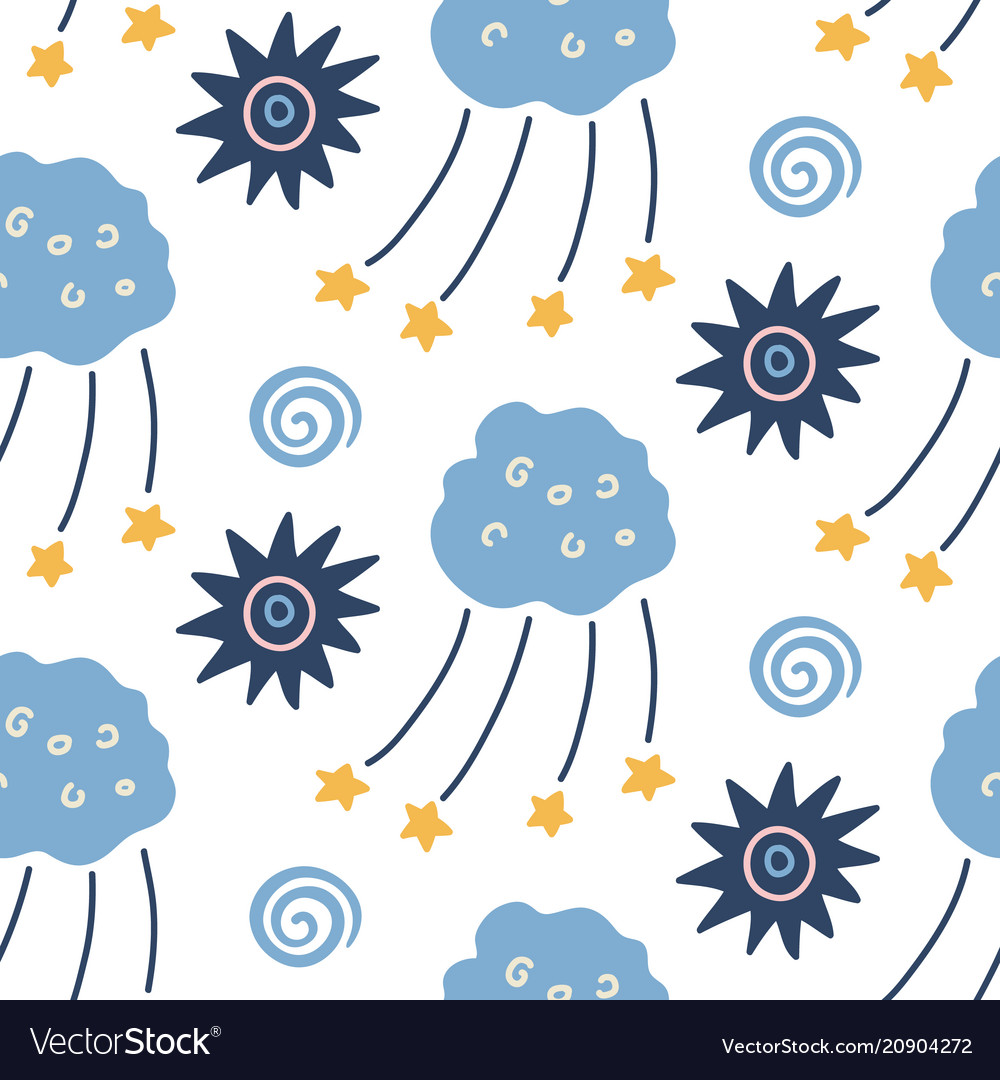 Hand drawn outer space seamless pattern Royalty Free Vector