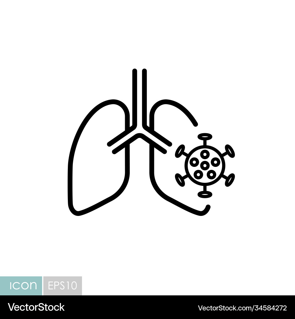 Human lungs infected virus and bacteria icon Vector Image
