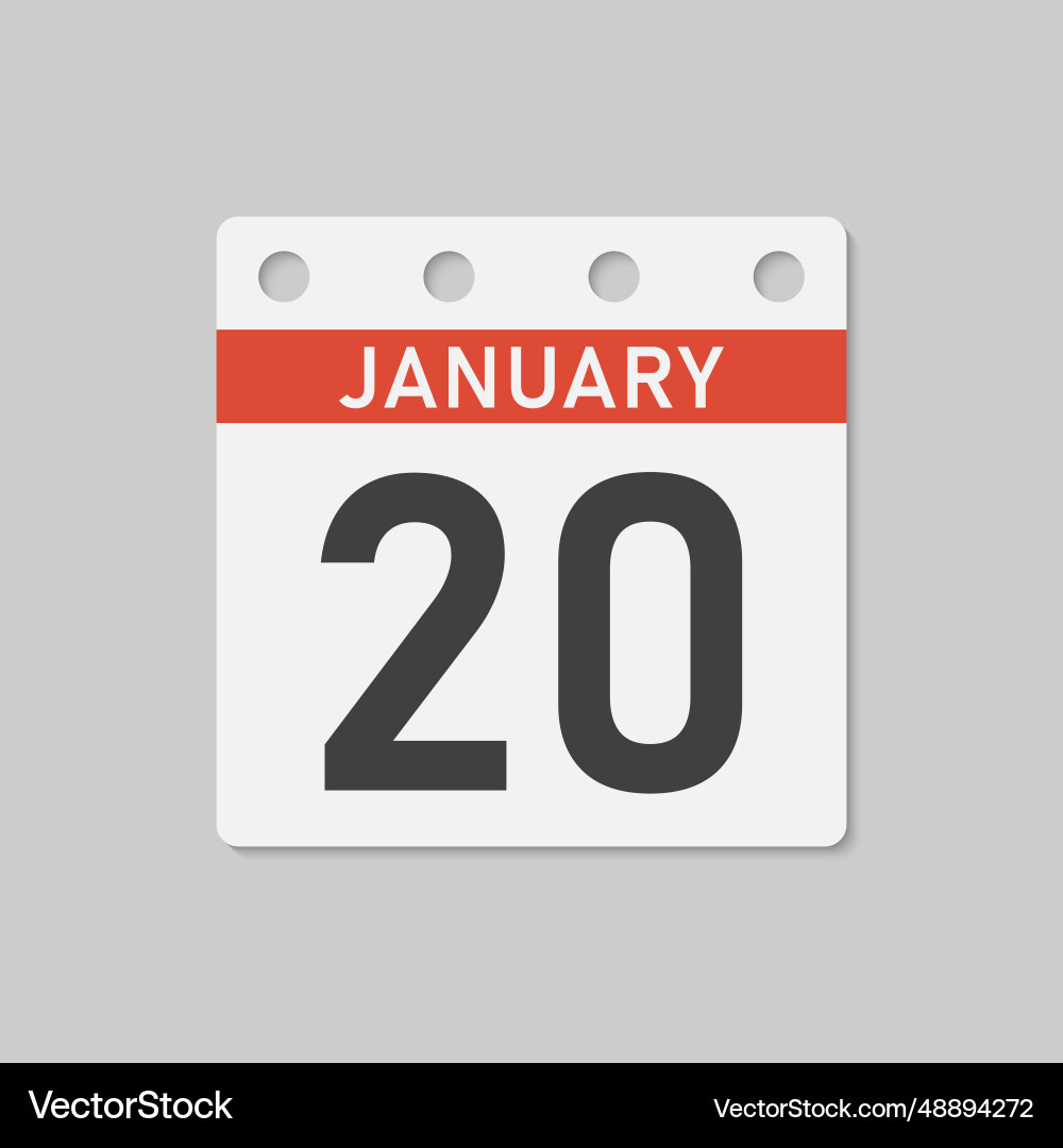 Icon page calendar day - 20 january Royalty Free Vector