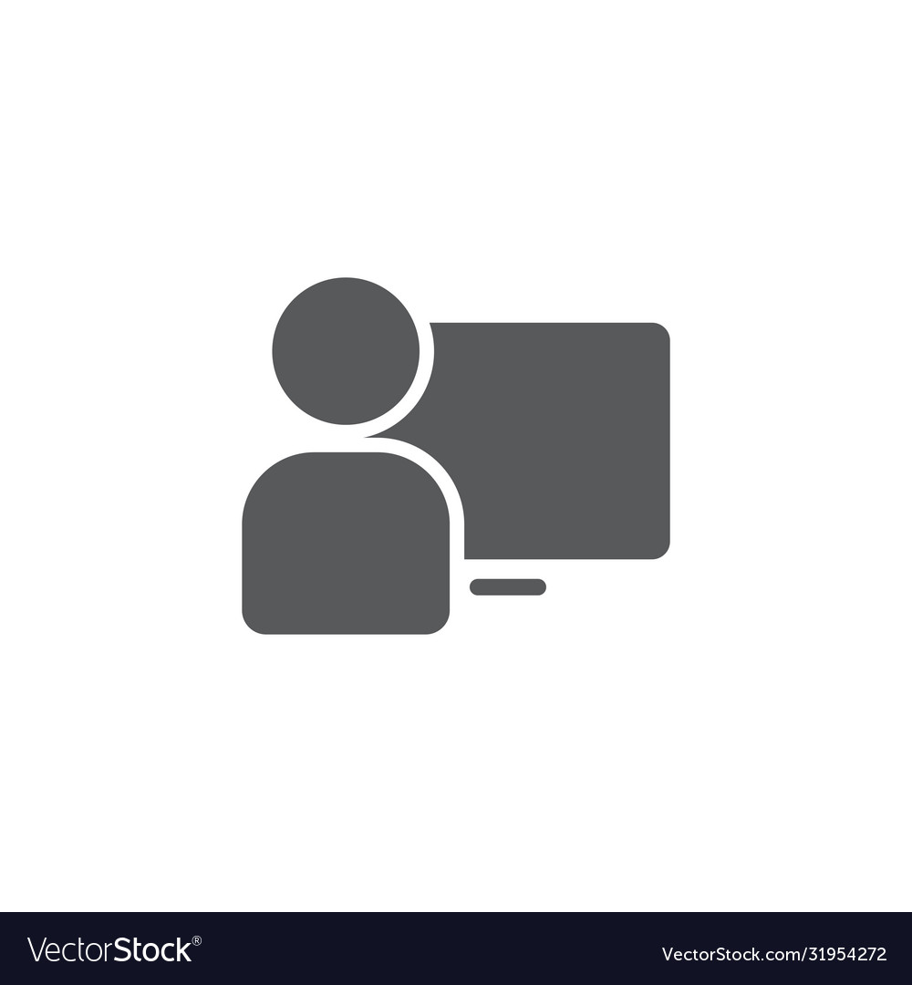 Man working on computer icon symbol Royalty Free Vector