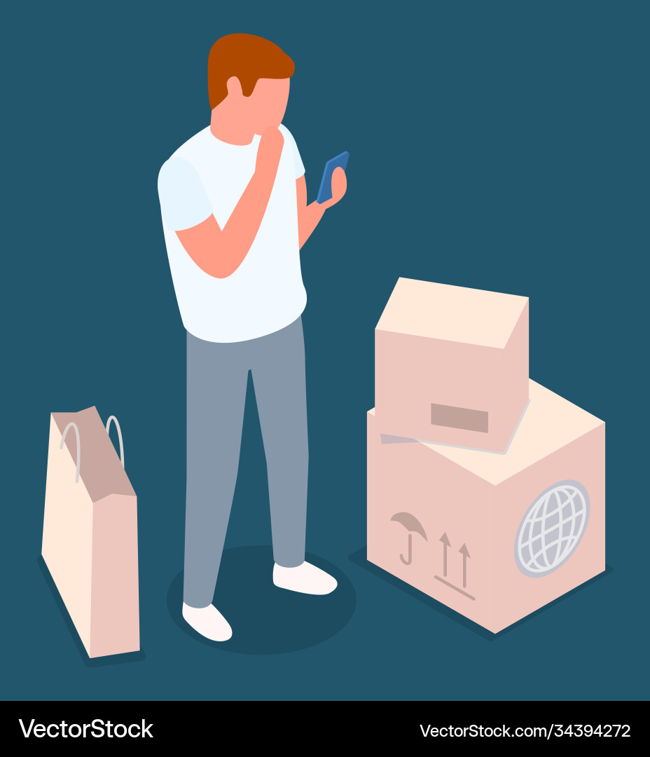 Online shopping mail delivery concept a man Vector Image