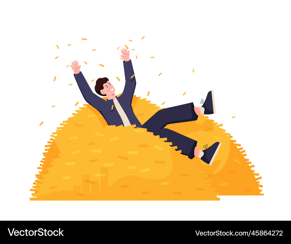 Rich man with golden coins Royalty Free Vector Image