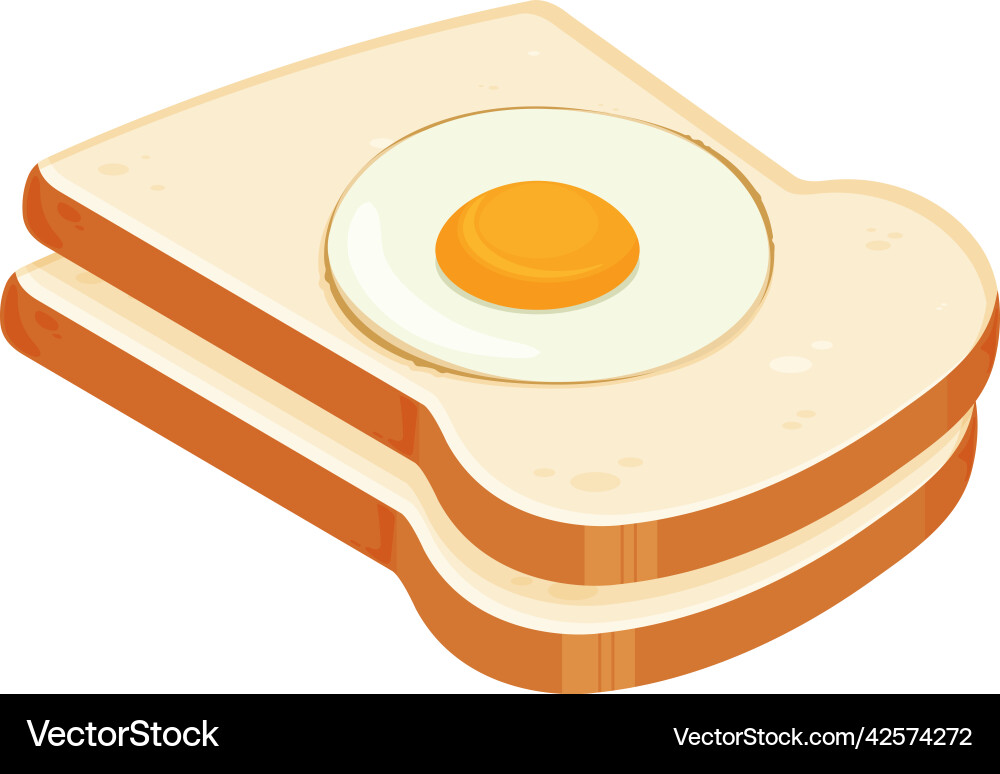 Sandwich bread with egg in cartoon style Vector Image