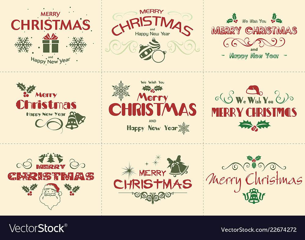 Set of merry christmas label Royalty Free Vector Image