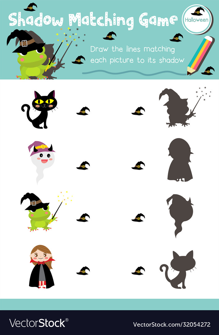 Shadow matching game halloween 11 Royalty Free Vector Image