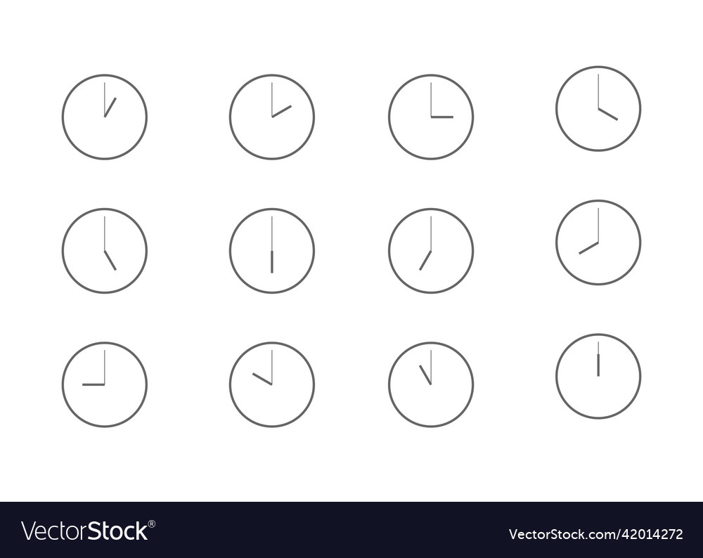 Simple clock set every hour Royalty Free Vector Image