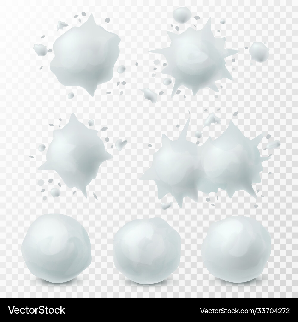 Snowball splatter snow splashes and round white Vector Image