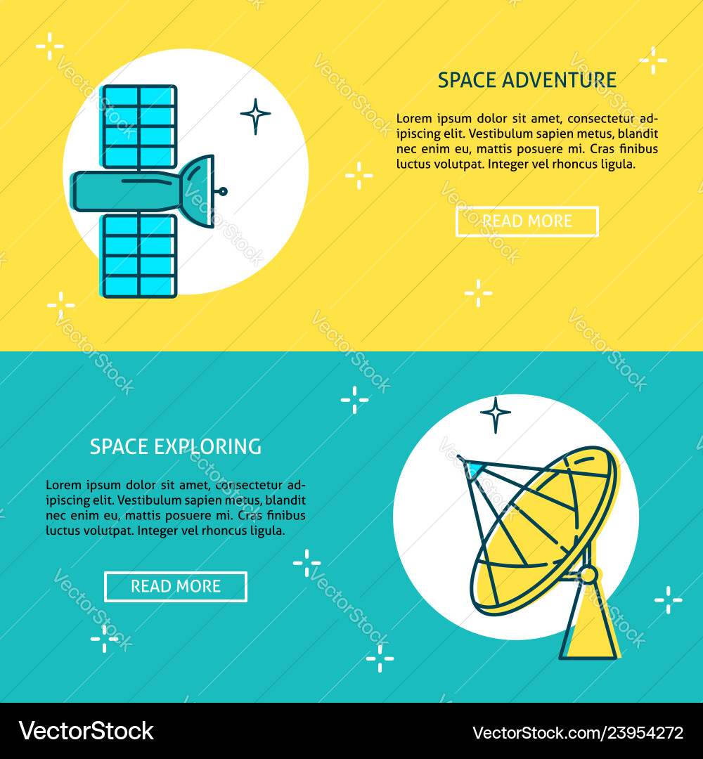 Space theme flyer templates in line style Vector Image