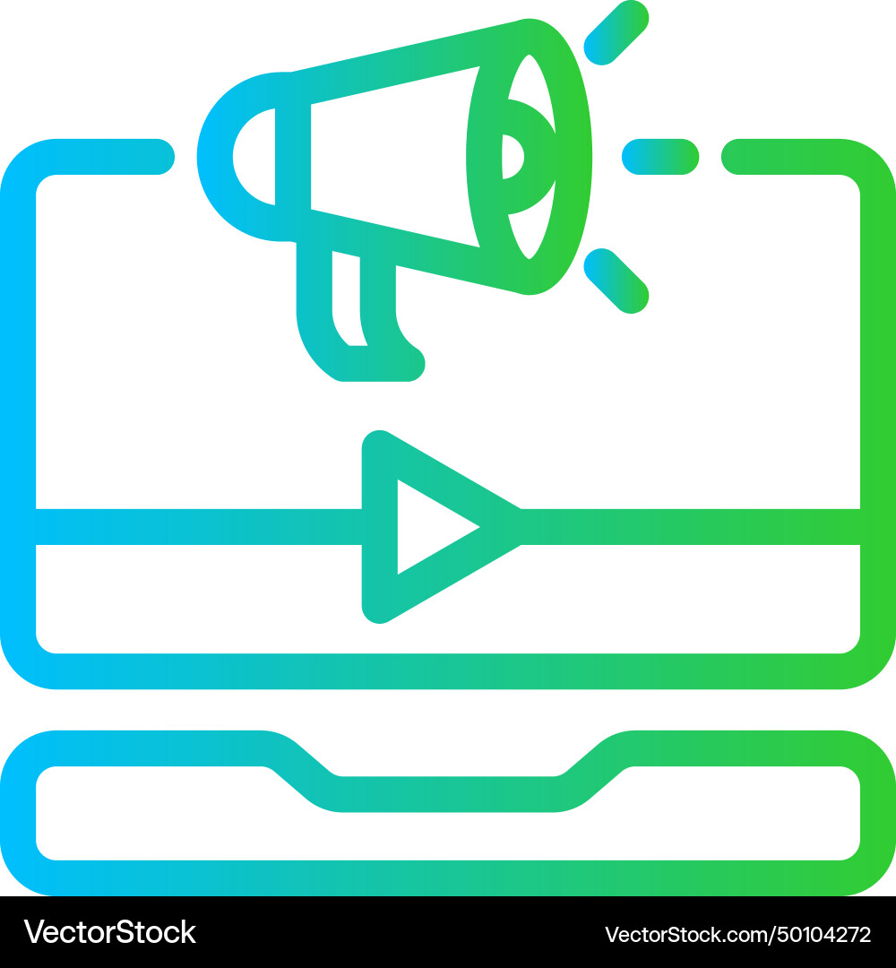 Video marketing icon with blue Royalty Free Vector Image