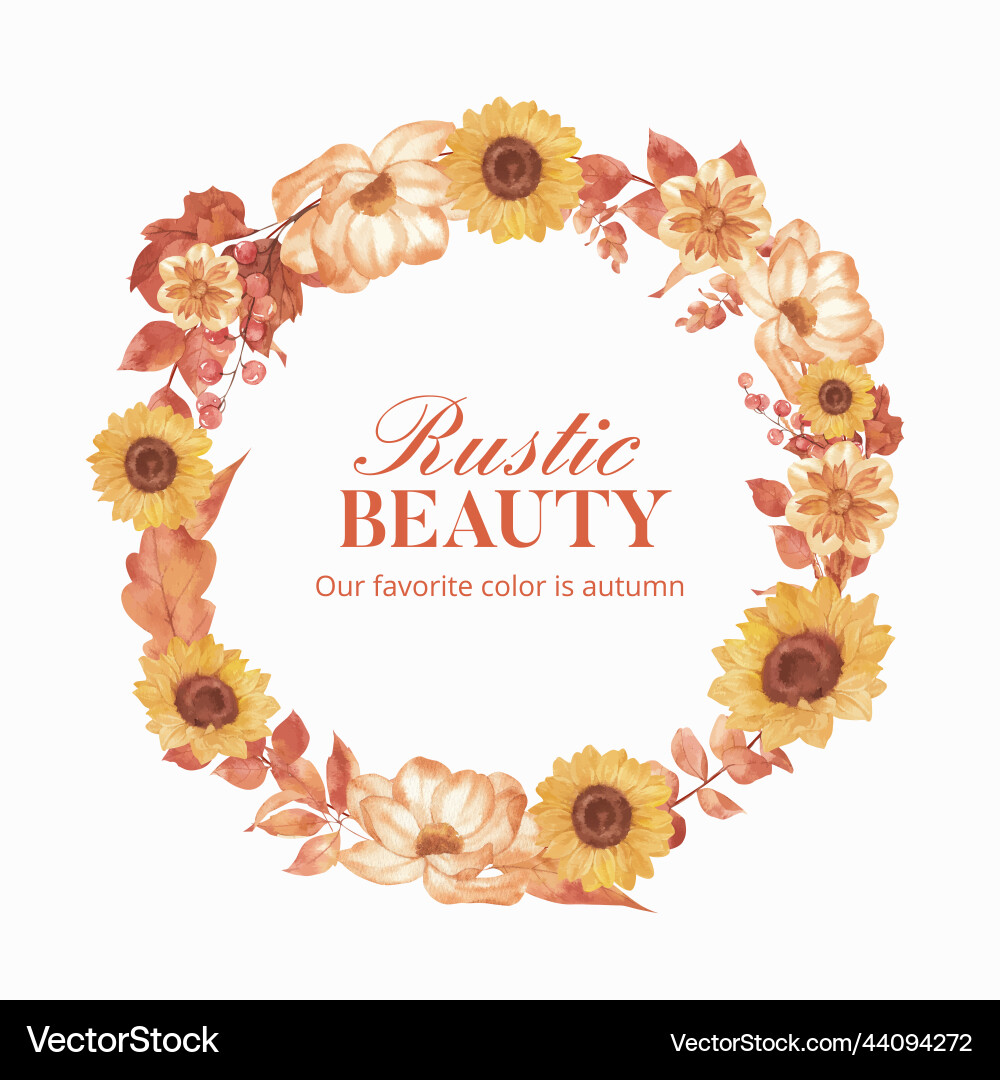 Wreath template with rustic fall foliage Vector Image