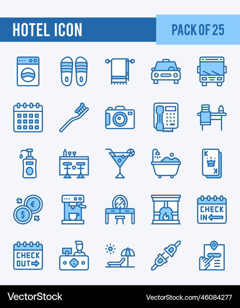 25 hotel two color icons pack Royalty Free Vector Image