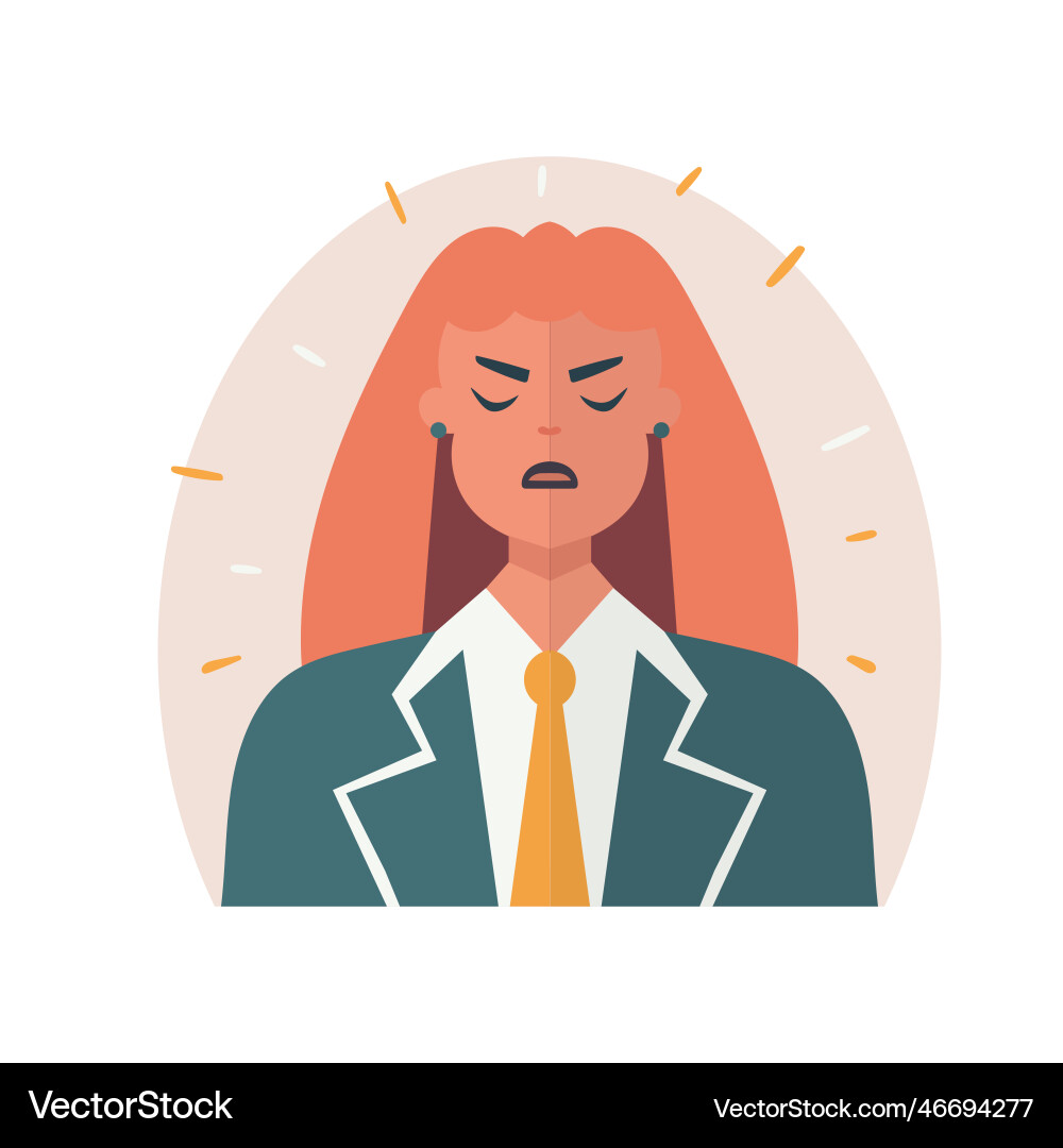 Angry woman face flat character negative Vector Image