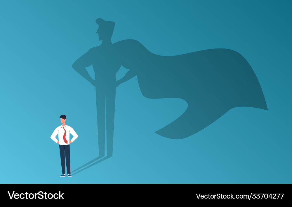 Businessman with superhero shadow leadership Vector Image