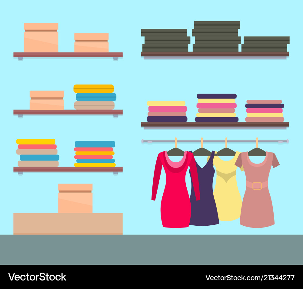 Female boutique with modern stuff collection Vector Image