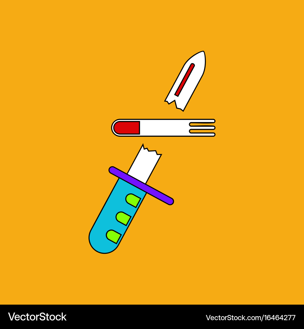 Flat icon design collection bullet broke knife Vector Image
