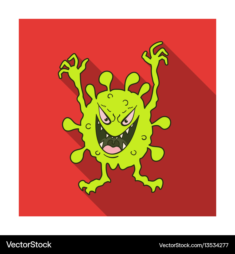 Green virus icon in flat style isolated on white Vector Image