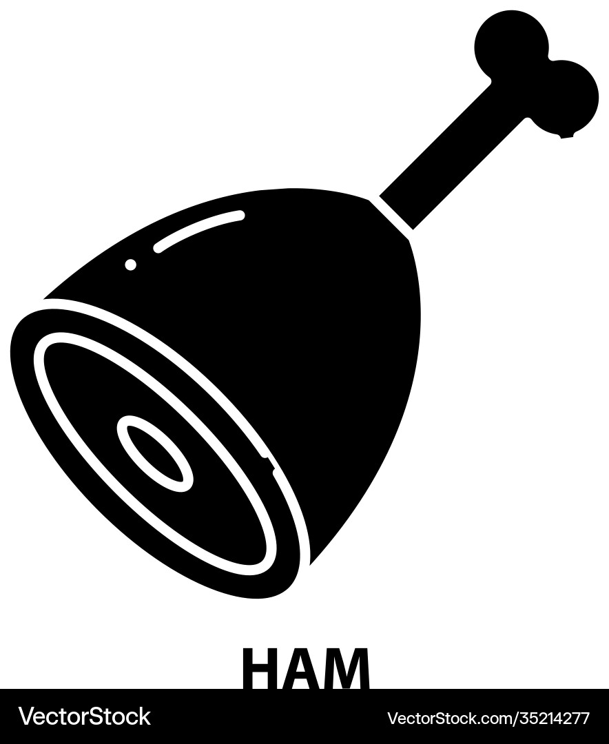Ham symbol icon black sign with editable Vector Image