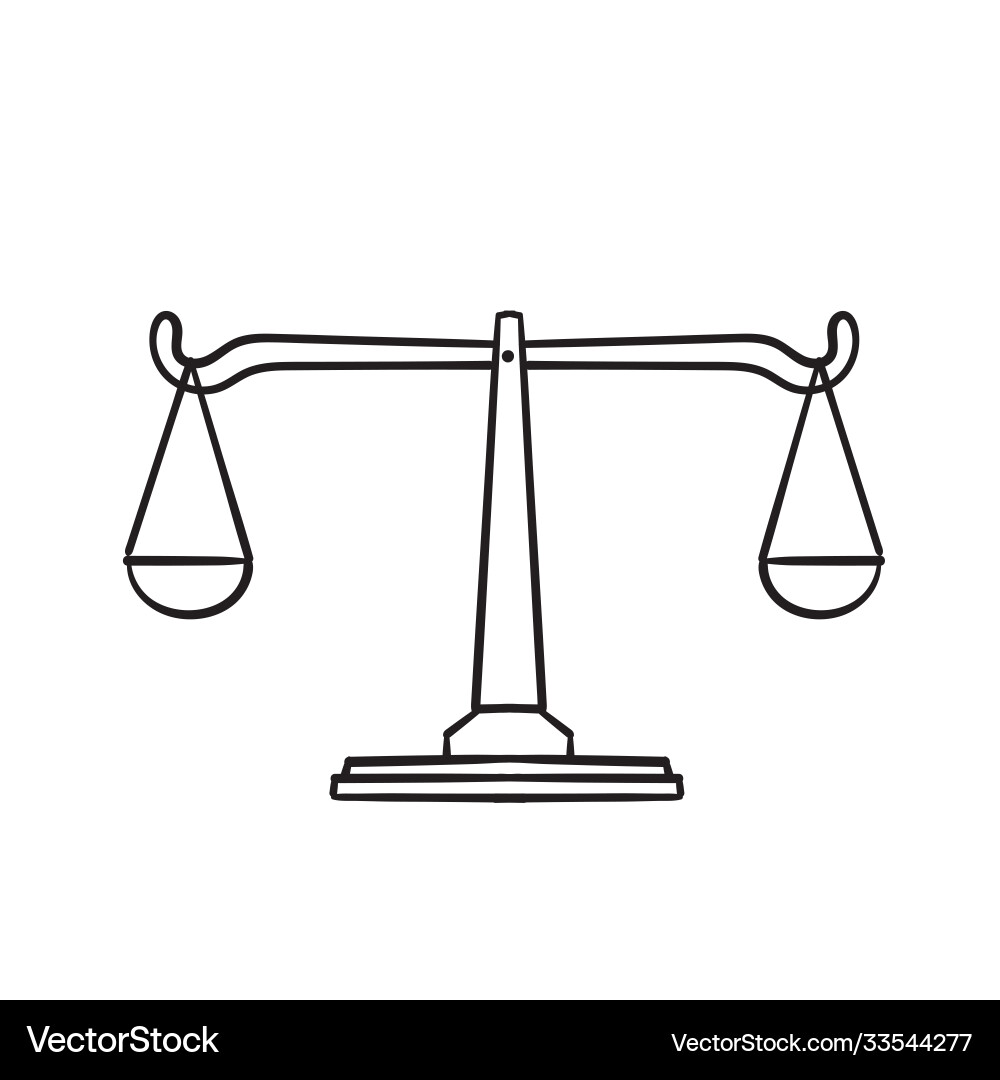 Hand drawn doodle libra scales icon isolated Vector Image