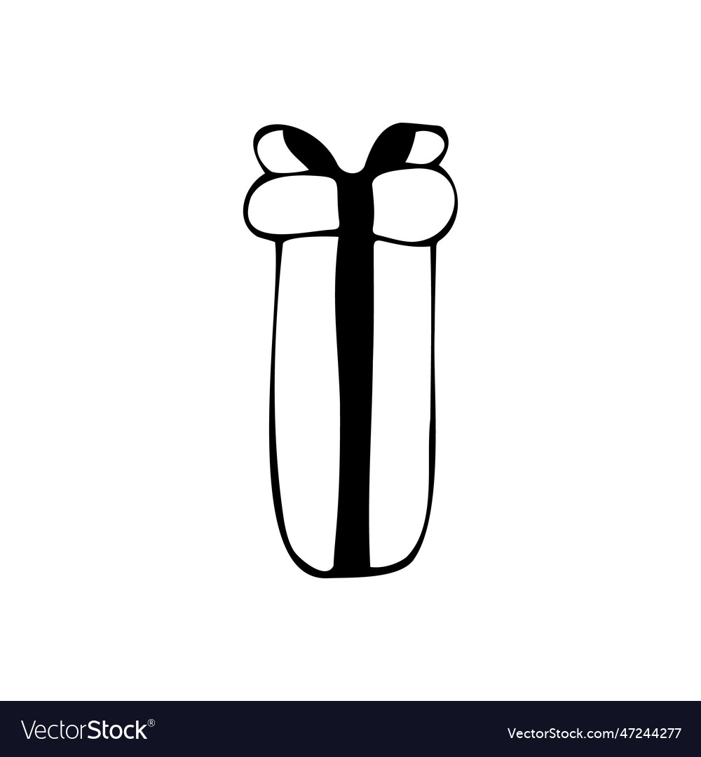 Isolated image of a gift box doodle style box Vector Image