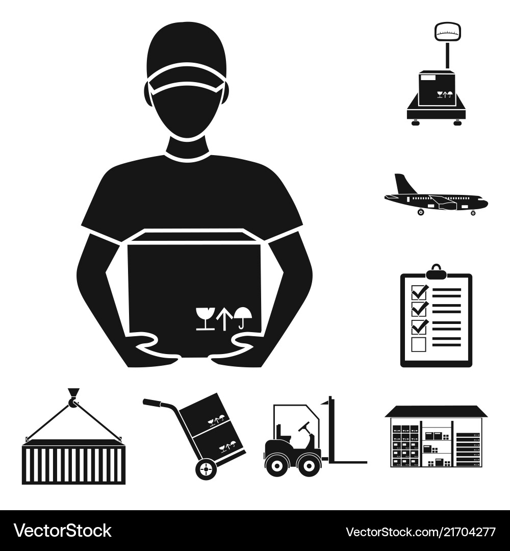 Logistics service black icons in set collection Vector Image