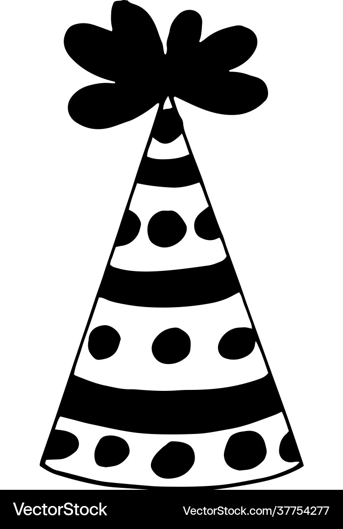 Party hat with circles and stripes hand drawn Vector Image