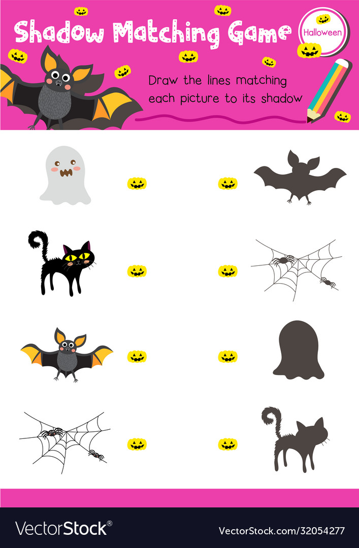 Shadow matching game halloween 4 Royalty Free Vector Image