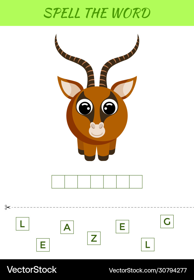 Spelling word scramble game template Royalty Free Vector