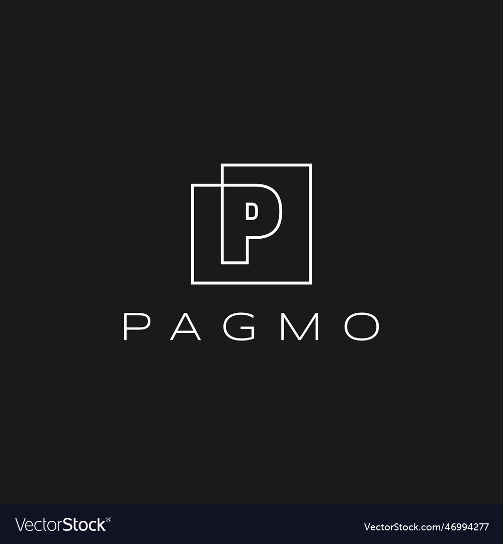 Square p letter initial lettermark continuous Vector Image