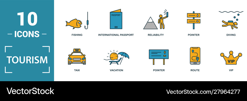 Tourism icon set include creative elements visa Vector Image