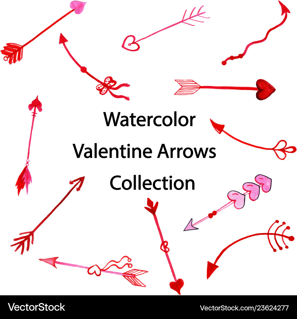 Watercolor valentine arrows collection Royalty Free Vector